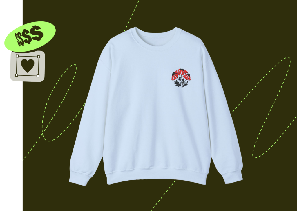Sell custom embroidered sweatshirts with Print on Demand